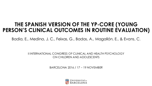 (PDF) The Spanish version of the YP-CORE (Young Person’s Clinical ...