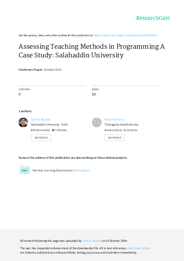 (PDF) Assessing Teaching Methods in Programming A Case Study ...