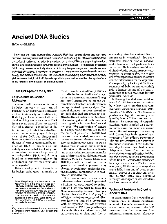 (PDF) Ancient DNA studies