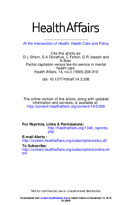 (PDF) Partial capitation versus fee-for-service in mental health care