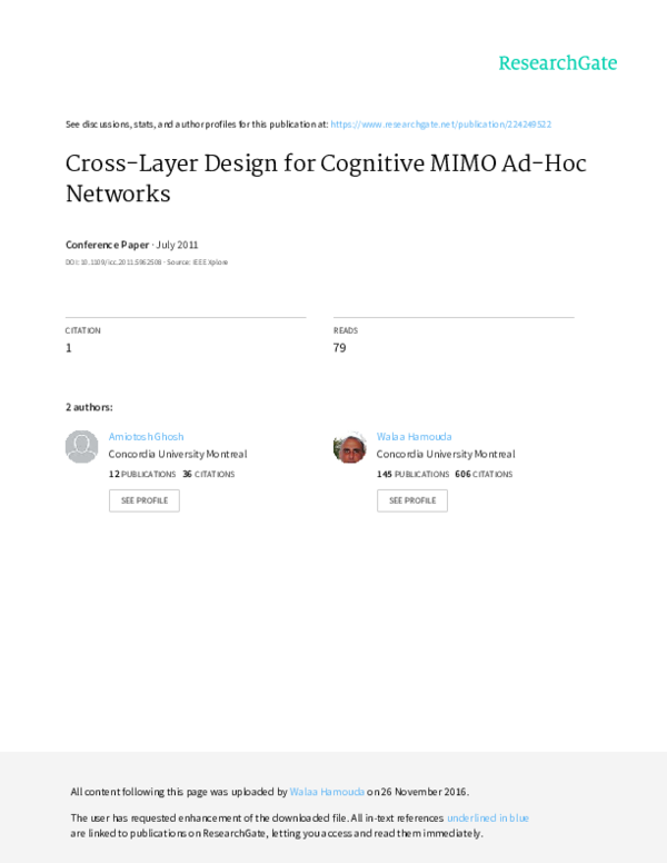 (PDF) Cross-Layer Design for Cognitive MIMO Ad-Hoc Networks
