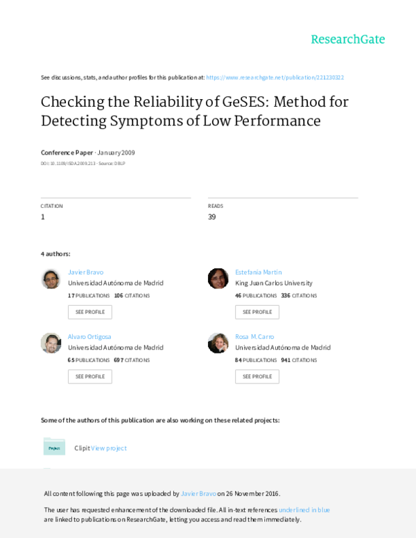 (PDF) Checking the Reliability of GeSES: Method for Detecting Symptoms ...