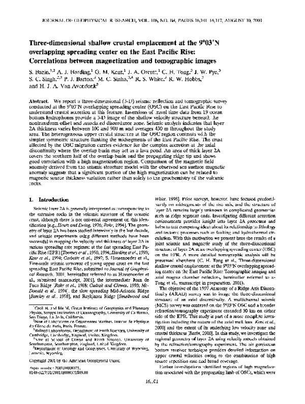 (PDF) Three-dimensional shallow crustal emplacement at the 9°03'N ...