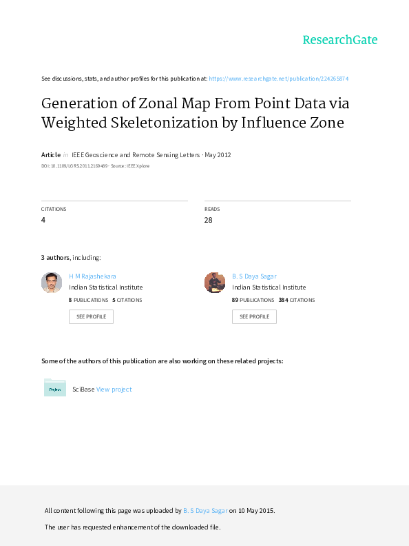 (PDF) Generation of Zonal Map From Point Data via Weighted Skeletonization by Influence Zone