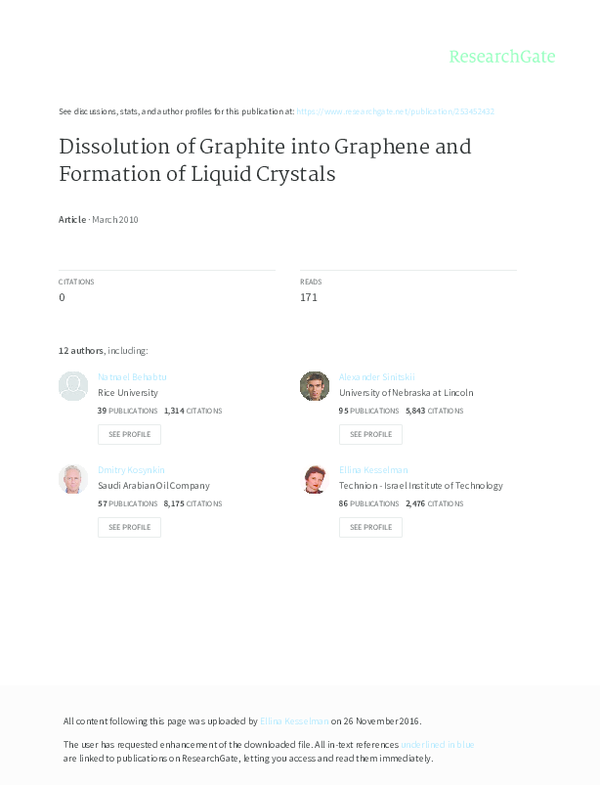 (PDF) Dissolution of Graphite into Graphene and Formation of Liquid ...