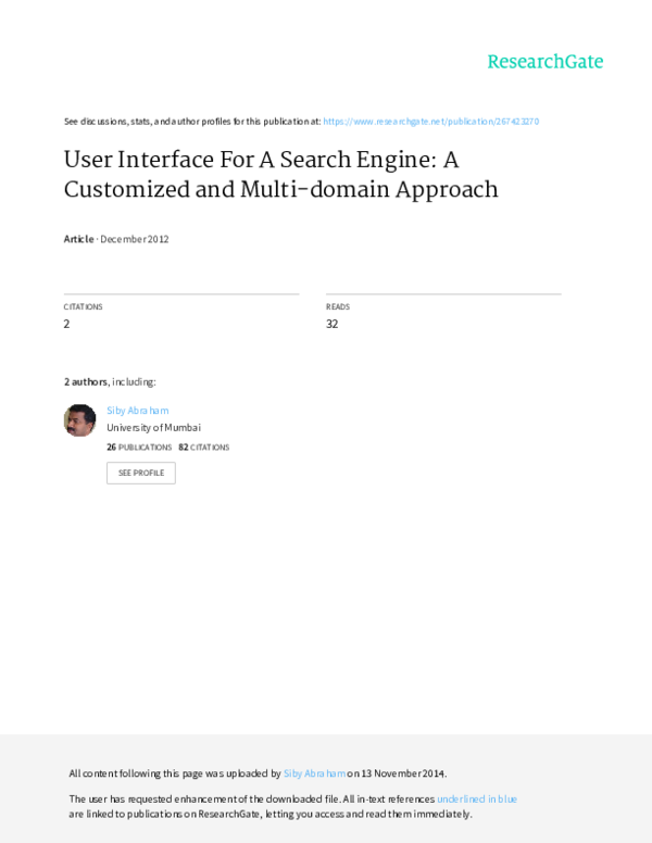(PDF) User Interface For A Search Engine: A Customized and Multi-domain ...