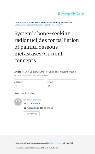 (PDF) Systemic bone‐seeking radionuclides for palliation of painful ...