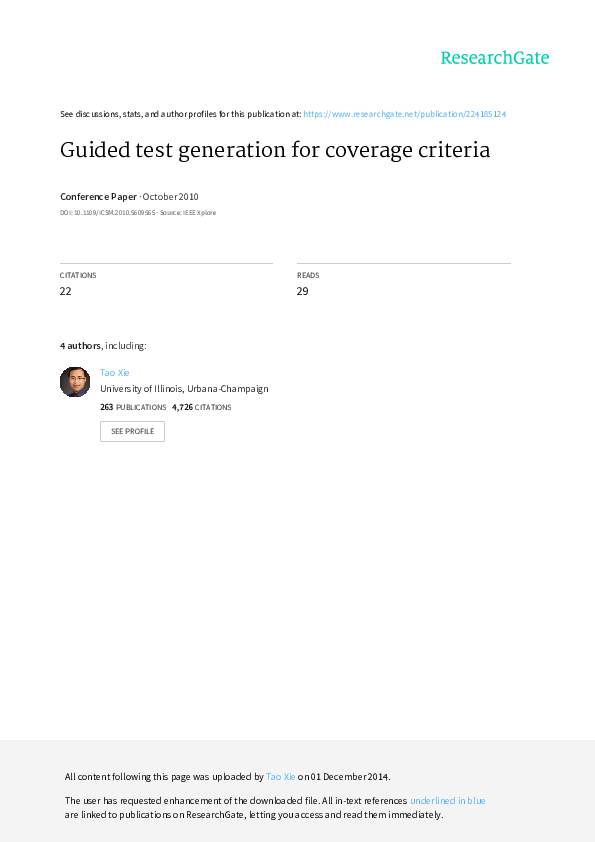 Pdf Guided Test Generation For Coverage Criteria