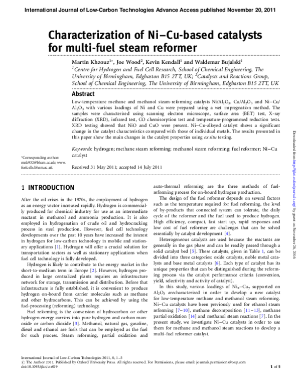 (PDF) Characterization of Ni–Cu-based catalysts for multi-fuel steam ...