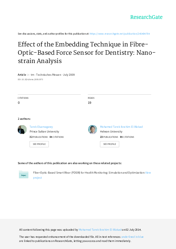 (PDF) Effect of the Embedding Technique in Fibre-Optic-Based Force ...