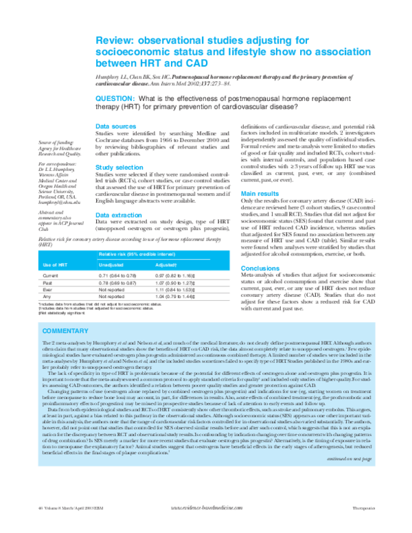 (PDF) Review: risks and benefits of HRT comparing various sources of ...