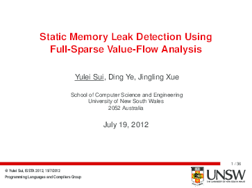 (PDF) Static memory leak detection using full-sparse value-flow analysis