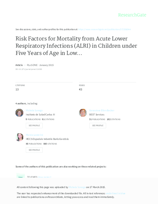 (PDF) Risk Factors for Mortality from Acute Lower Respiratory ...