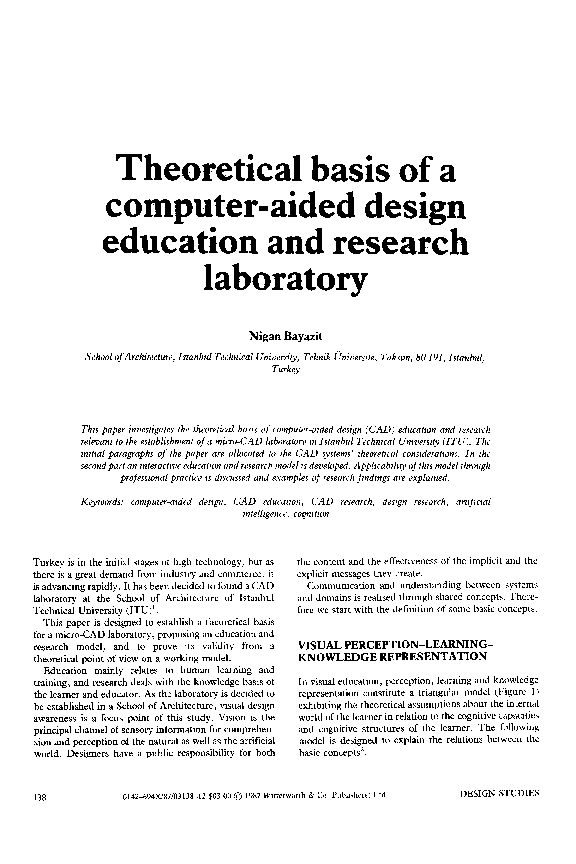 (PDF) Theoretical basis of a computer-aided design education and research laboratory