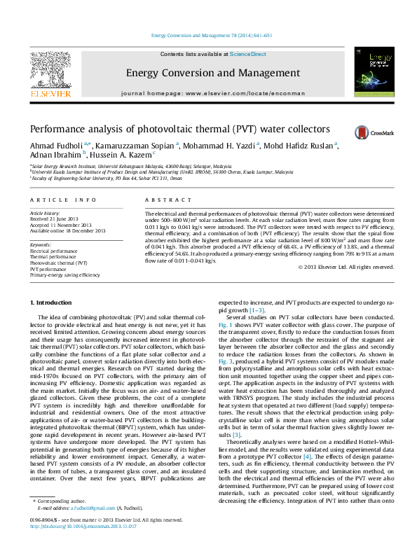 (PDF) Performance analysis of photovoltaic thermal air heaters