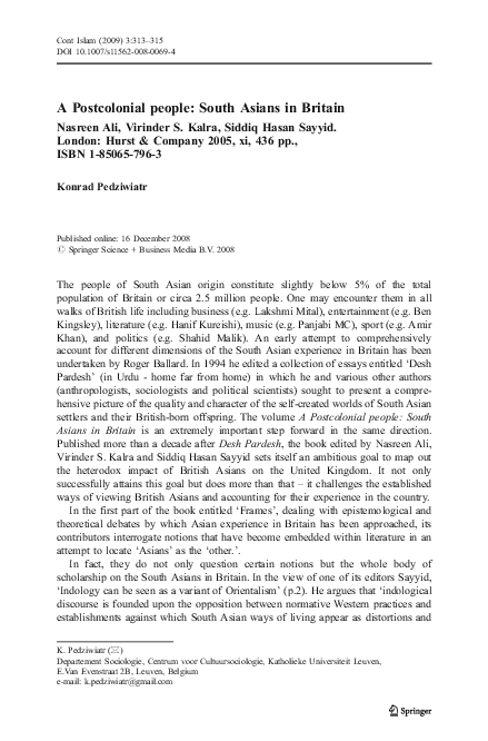 (PDF) A postcolonial people: South Asians in Britain
