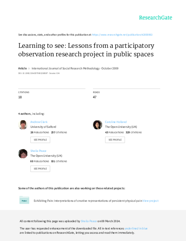 (PDF) Learning to see: lessons from a participatory observation ...