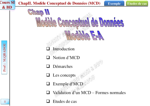 (PDF) ChapII. Modèle Conceptuel de Données (MCD