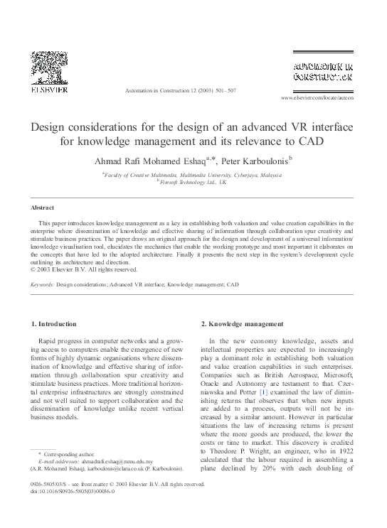 (PDF) Design considerations for the design of an advanced VR interface ...