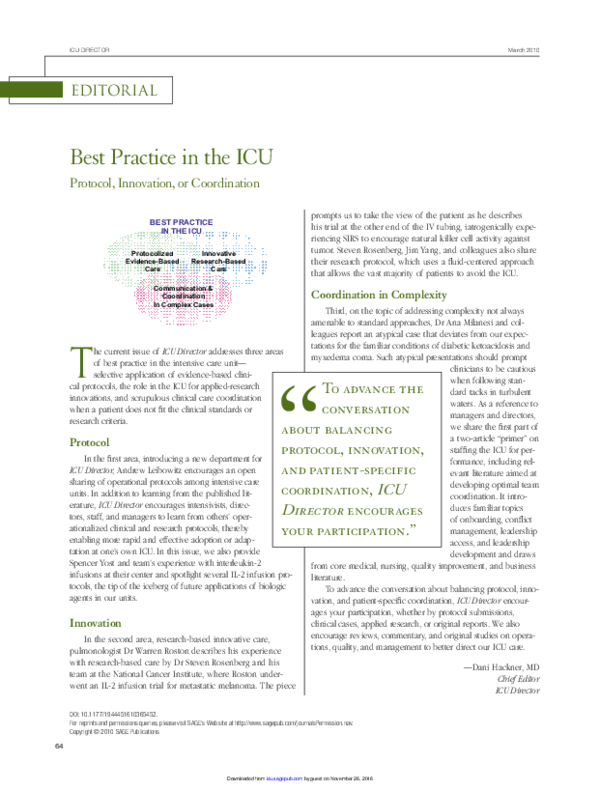 (PDF) Best Practice in the ICU Protocol, Innovation, or Coordination