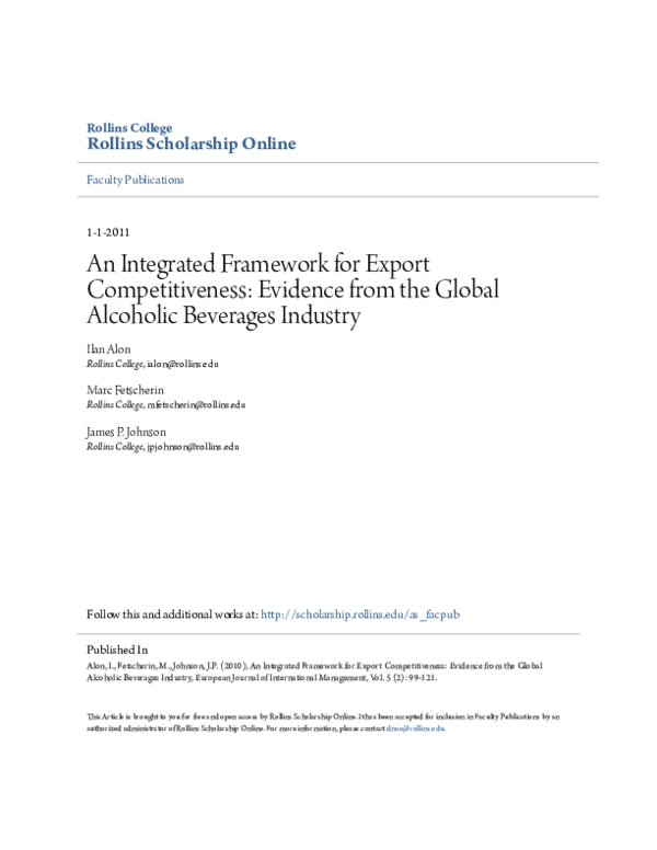 (PDF) An Integrated Framework for Export Competitiveness: Evidence from ...