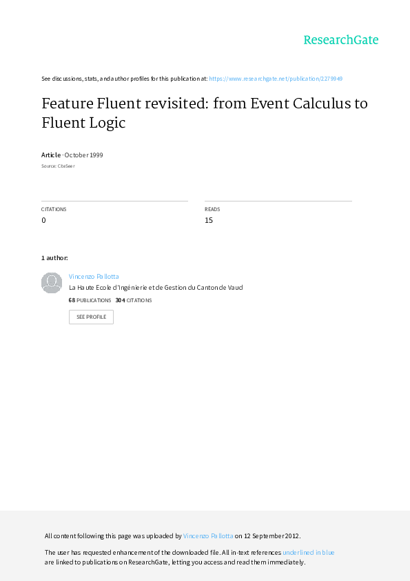 (PDF) Feature & Fluent revisited: from Event Calculus to Fluent Logic Programming