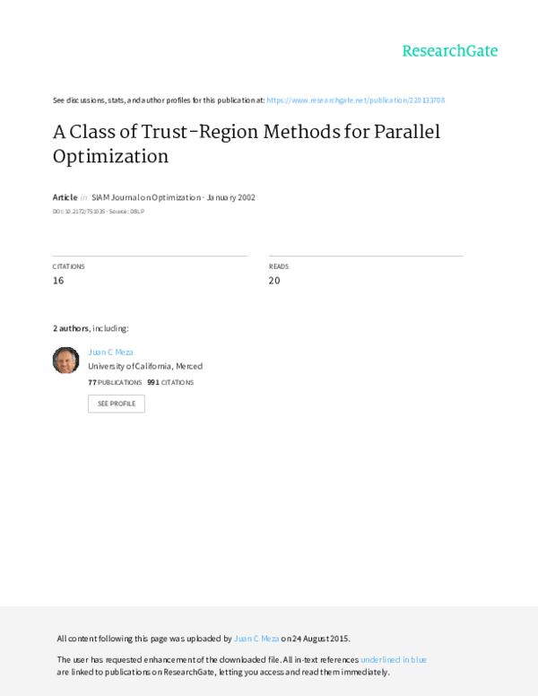 (PDF) A Class of Trust-Region Methods for Parallel Optimization