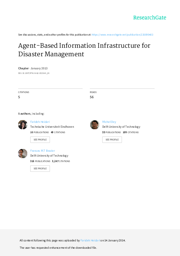(PDF) Agent-Based Information Infrastructure for Disaster Management