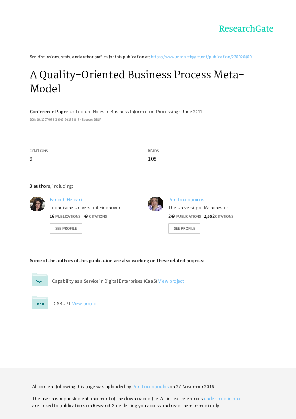 (PDF) A Quality-Oriented Business Process Meta-Model