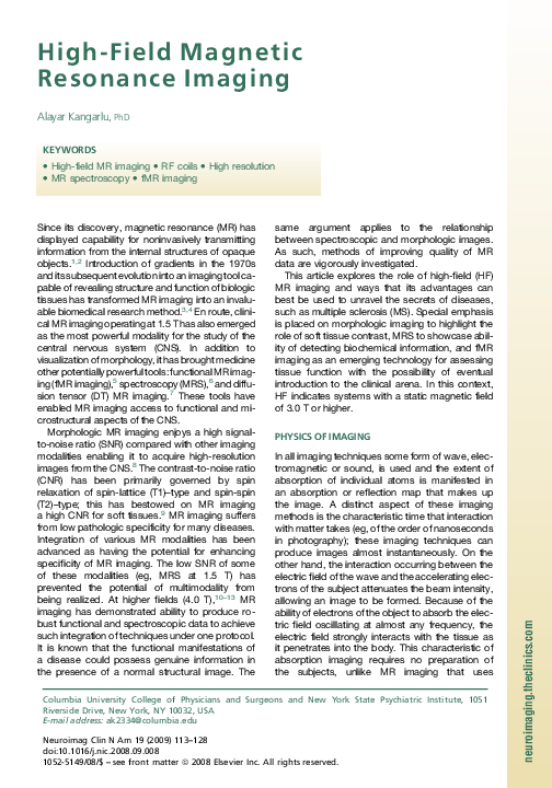 (PDF) High-Field Magnetic Resonance Imaging