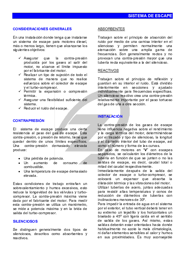 (PDF) SISTEMA DE ESCAPE CONSIDERACIONES GENERALES