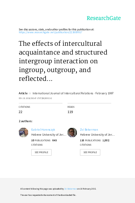 (PDF) The effects of intercultural acquaintance and structured ...