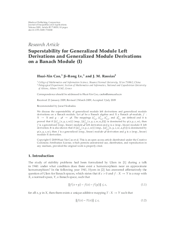 (PDF) Superstability for Generalized Module Left Derivations and Generalized Module Derivations ...