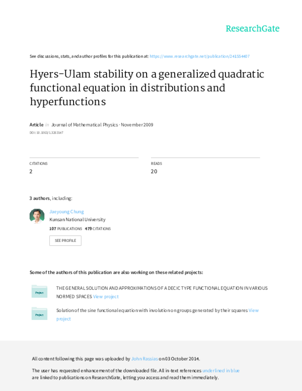 (PDF) Generalized Jensen functional equation on restricted domain ...