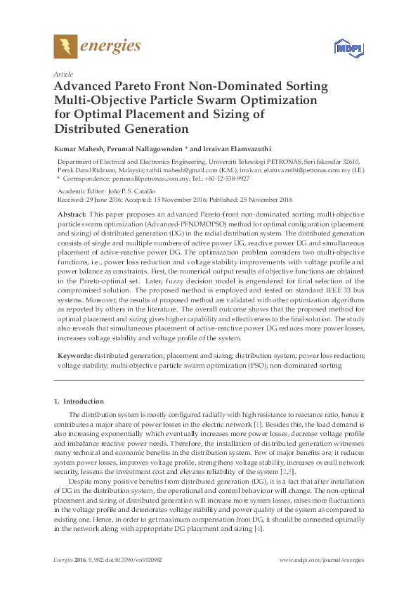Pdf Advanced Pareto Front Non Dominated Sorting Multi Objective Particle Swarm Optimization