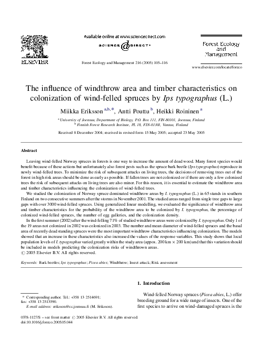 (PDF) The influence of windthrow area and timber characteristics on ...