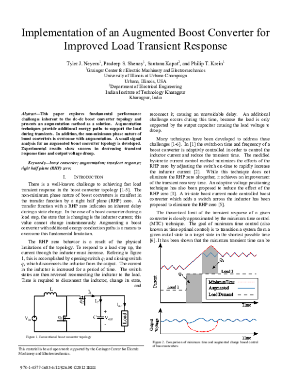 (PDF) Implementation of an augmented boost converter for improved load transient response