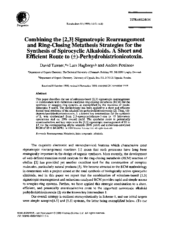 (PDF) Combining the [2,3] sigmatropic rearrangement and ring-closing ...