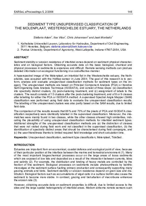 (PDF) Sediment Type Unsupervised Classification of the Molenplaat ...