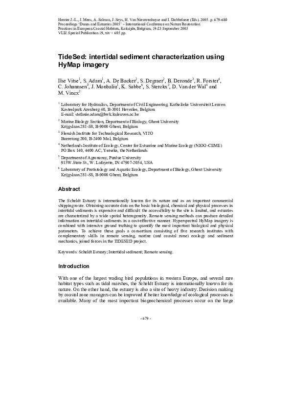 (PDF) TideSed: intertidal sediment characterization using HyMap imagery ...