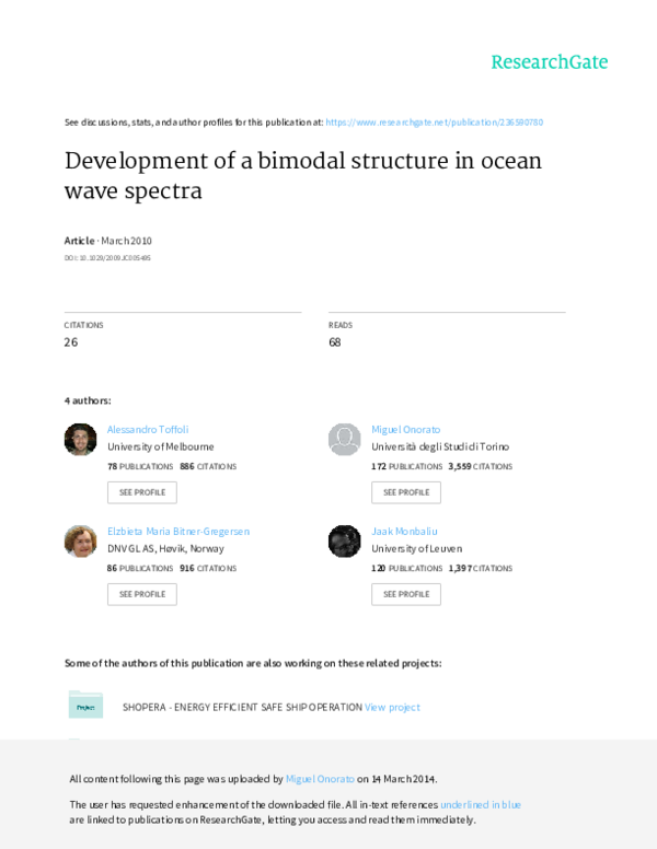 (PDF) Development of a bimodal structure in ocean wave spectra