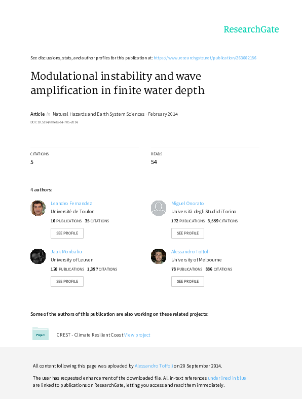 (PDF) Modulational instability and wave amplification in finite water ...