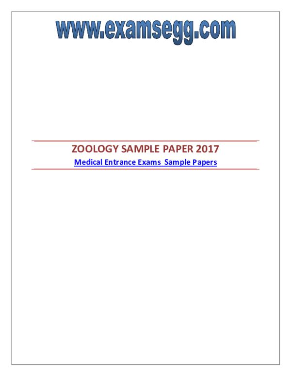 (PDF) Zoology Sample Paper 2017 | Vishal Arora - Academia.edu