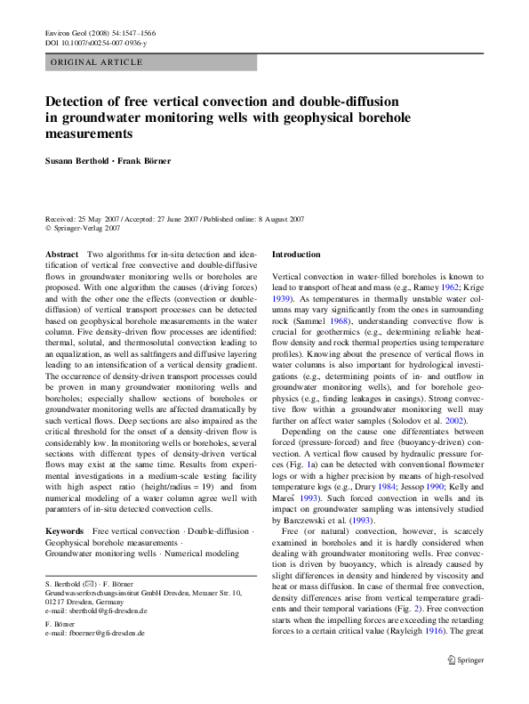 (PDF) Detection of free vertical convection and double-diffusion in groundwater monitoring wells ...
