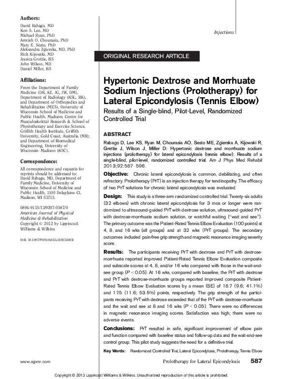 (PDF) Hypertonic Dextrose and Morrhuate Sodium Injections (Prolotherapy ...