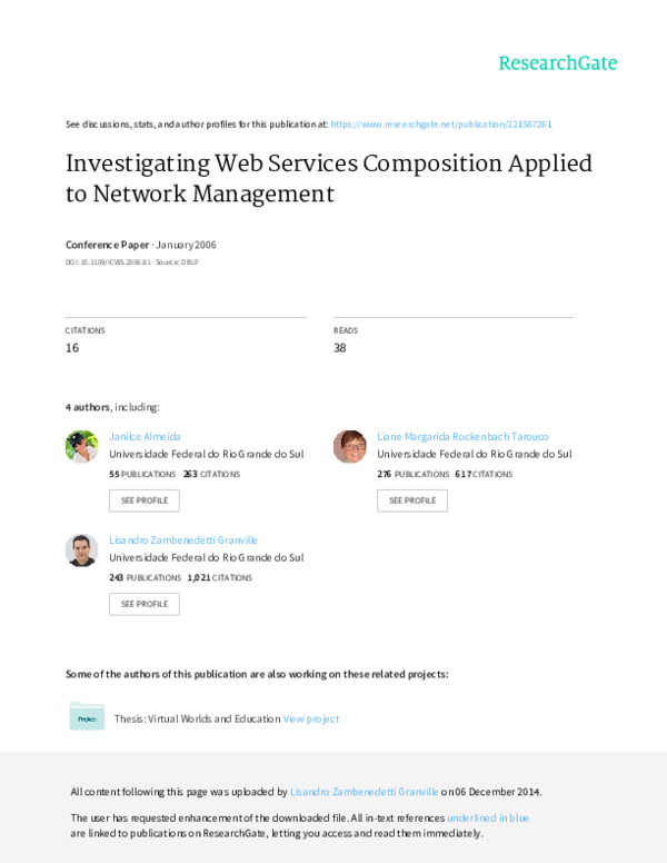 (PDF) Web Services Composition for Network Management