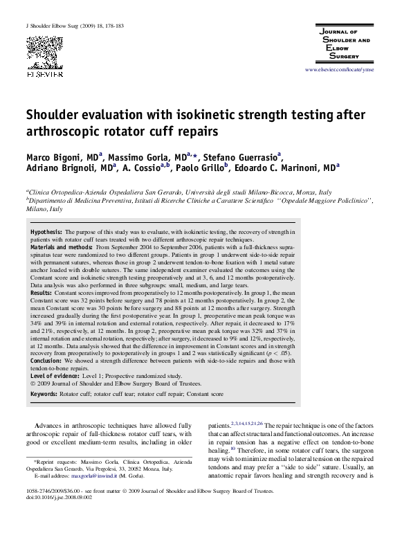 (PDF) Shoulder evaluation with isokinetic strength testing after ...