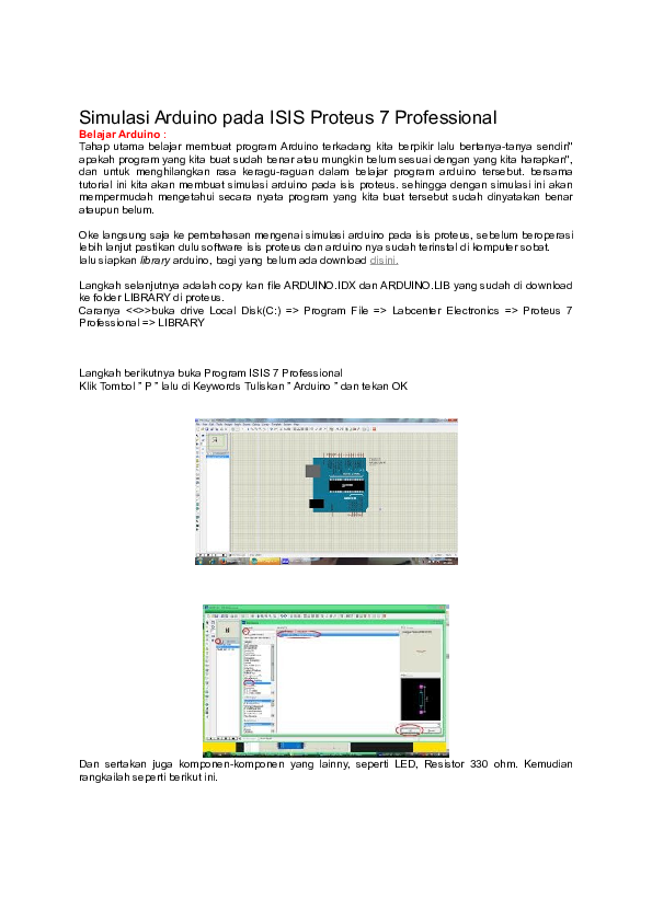 (DOC) Simulasi Arduino pada ISIS Proteus 7 Professional