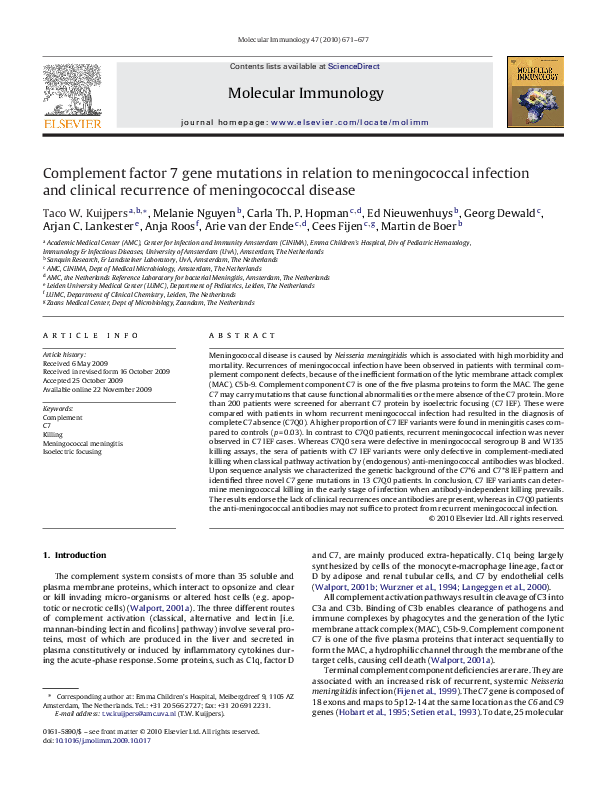 Pdf Deficiency Of The Eighth Component Of Complement Associated With