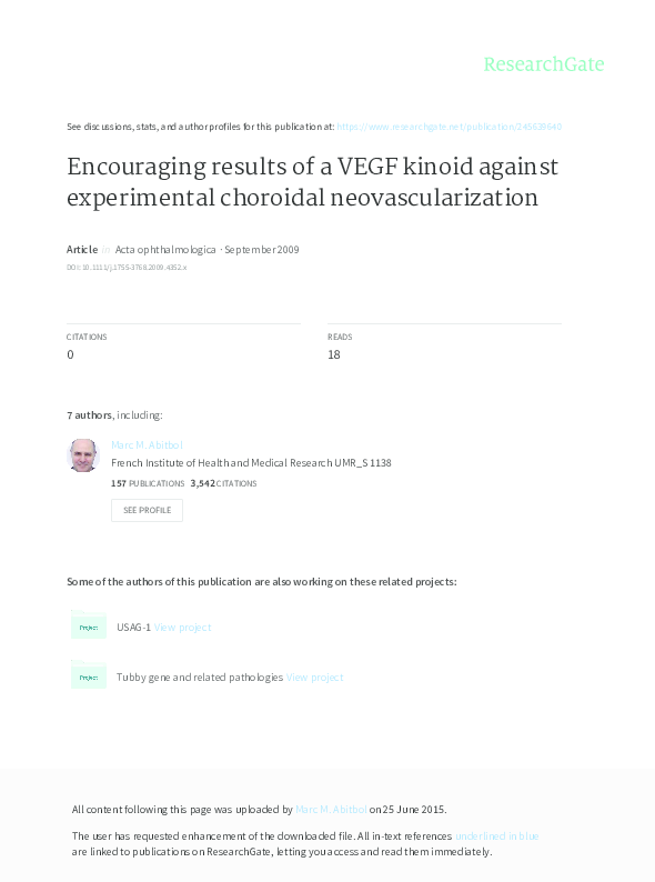 (PDF) Encouraging results of a VEGF kinoid against experimental ...